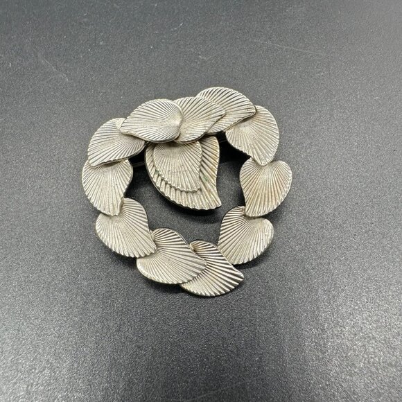 Marvella | Jewelry | Vintage Leaf Heart Brooch Pin Marvella Silver Tone ...